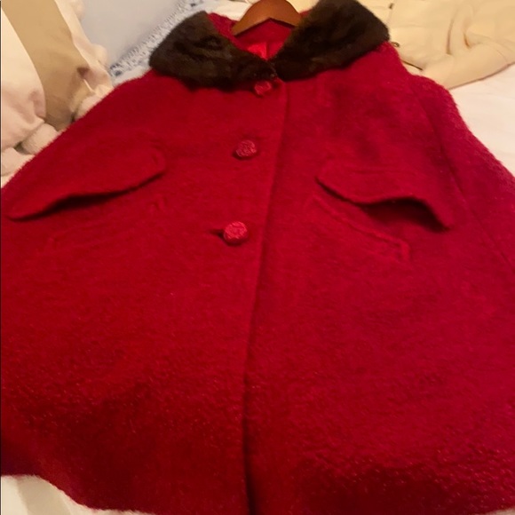 ALPER midcentury vintage | Jackets & Coats | Vintage Red Cape Coat With ...